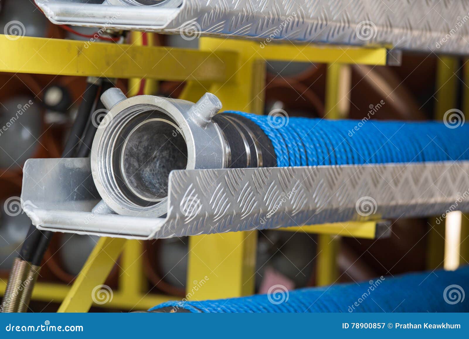 Fire Hose and Adapter in Fire Truck Stock Image - Image of engine ...