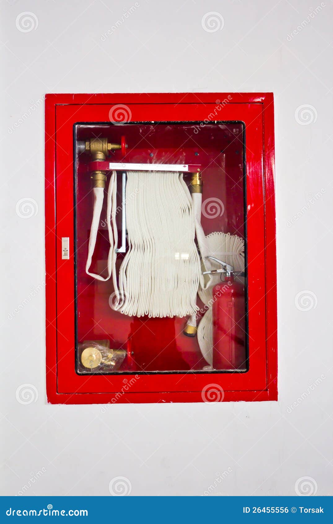 Fire hose in the box stock photo. Image of fire, hose - 26455556