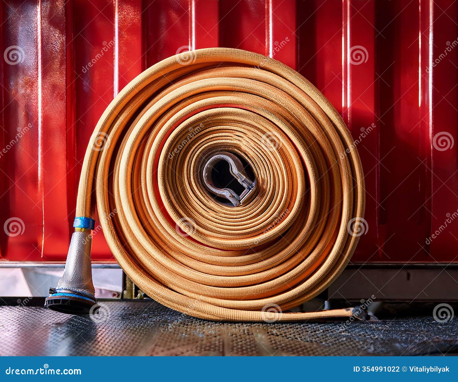Fire Hose Coiled Neatly at a Fire Station, Representing Organized ...