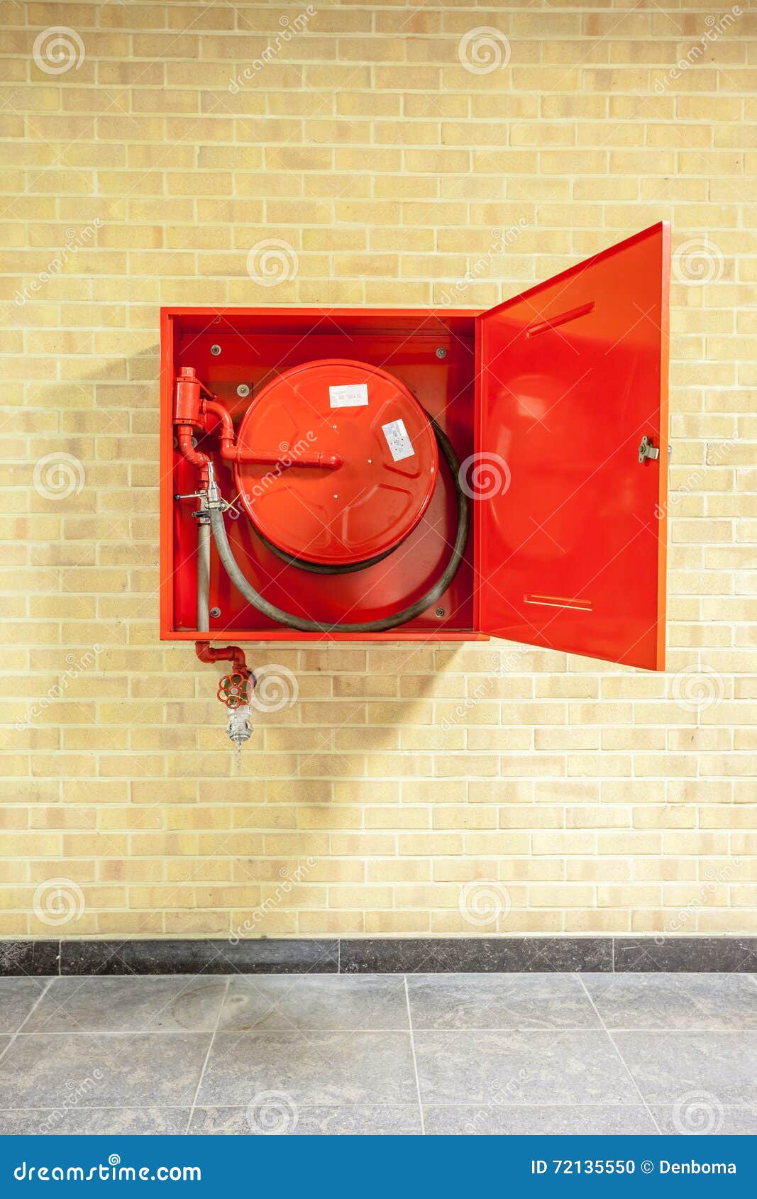 The fire hose stock photo. Image of hallway, extinguisher - 72135550
