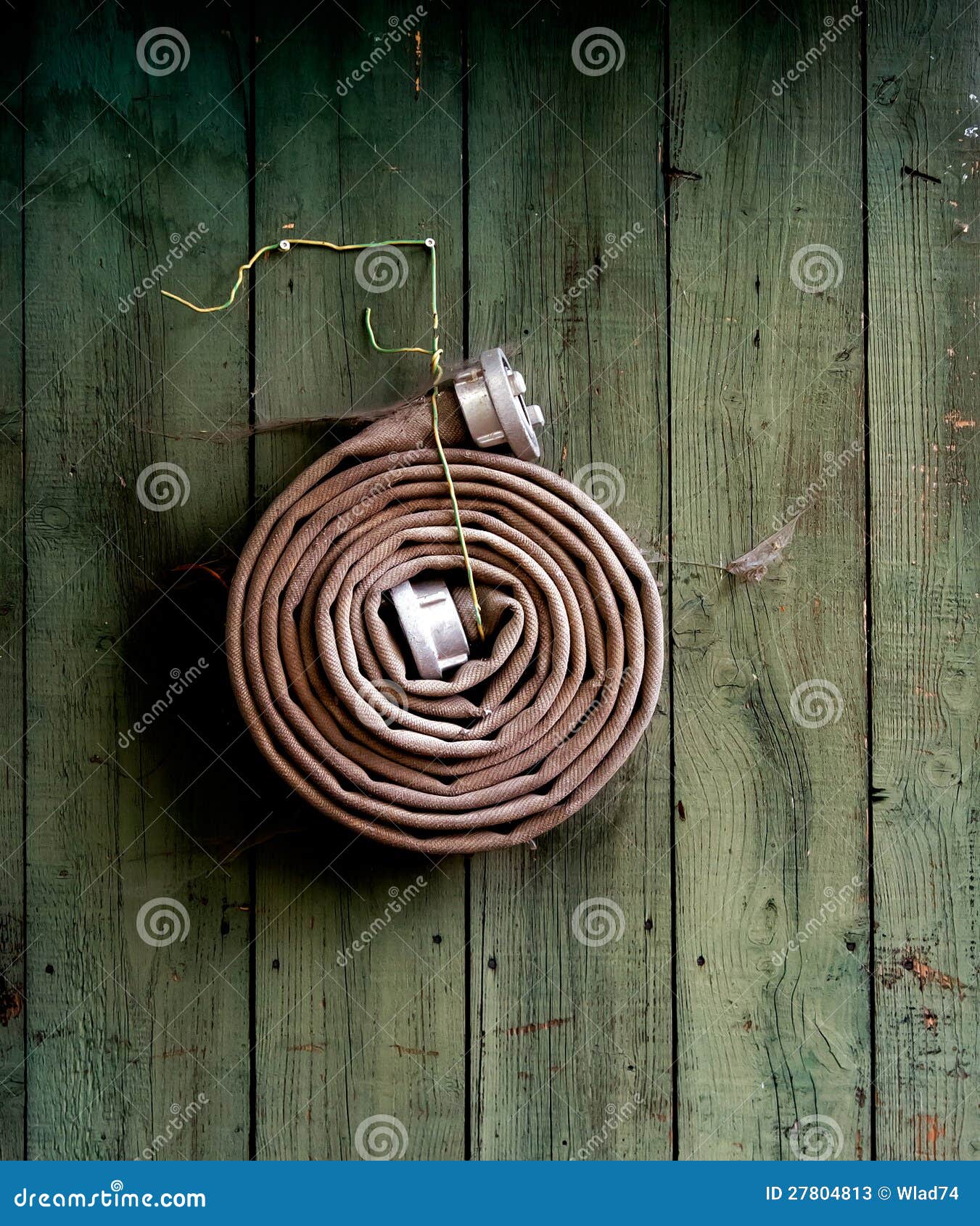 Fire Hose Hanging on Wooden Wall Stock Image - Image of wall, plank ...