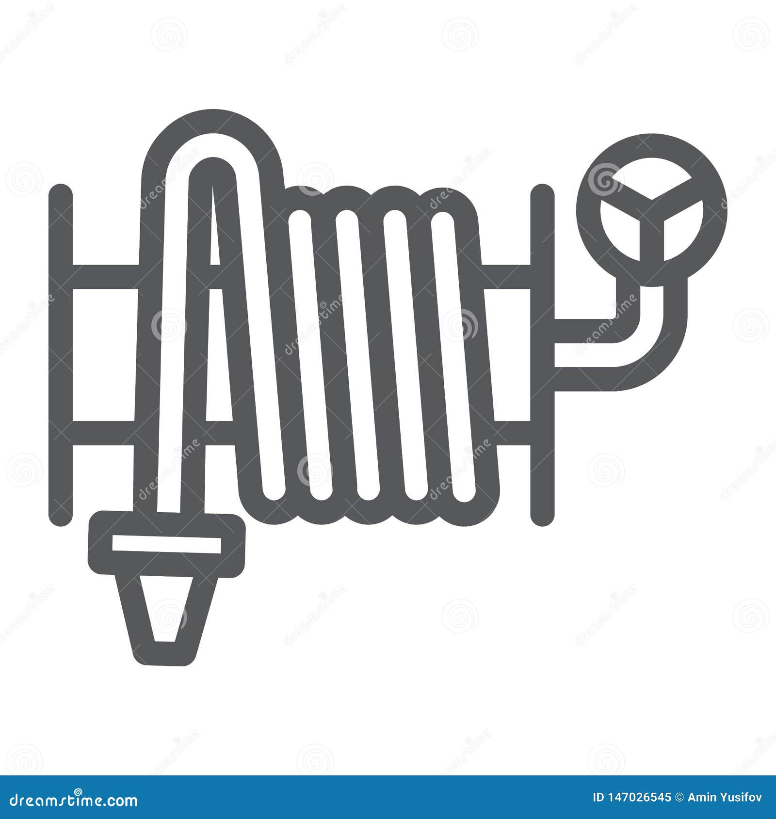 Fire Hose Line Icon, Equipment and Water, Hose Reel Sign, Vector ...