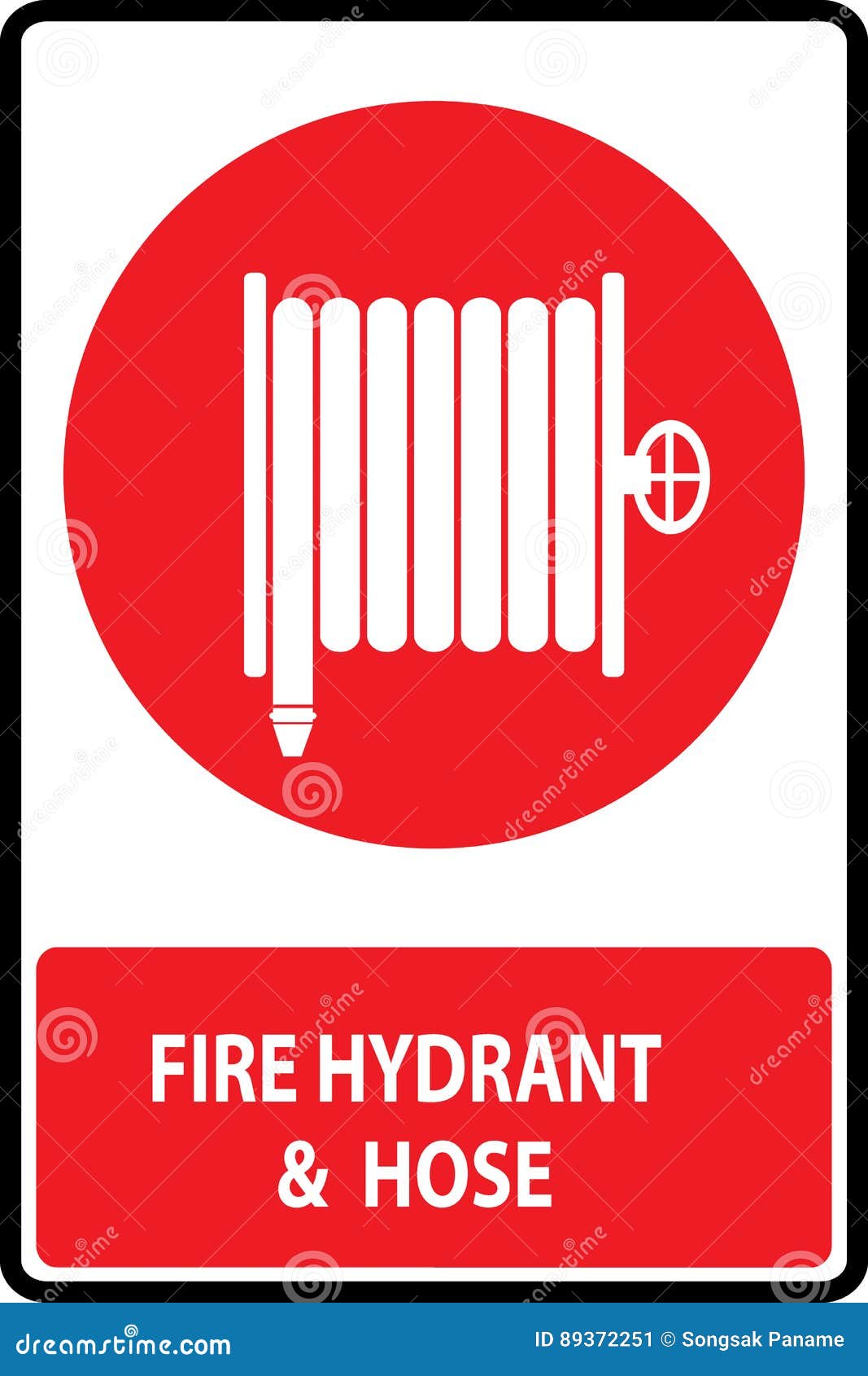 Fire hose reel sign stock vector. Illustration of placard - 89372251