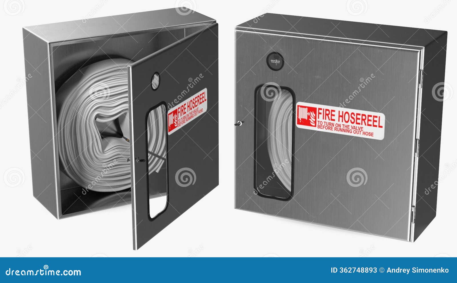 Fire Hose Reel Wall Mounted Storage Cabinet Stock Image - Image of ...