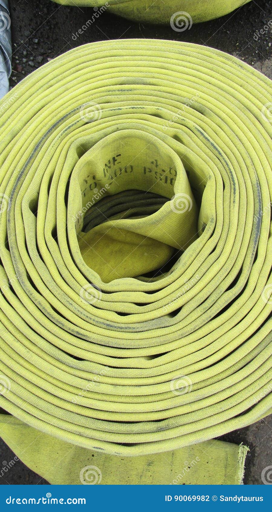 Fire hose rolled up stock photo. Image of caution, extinguisher - 90069982