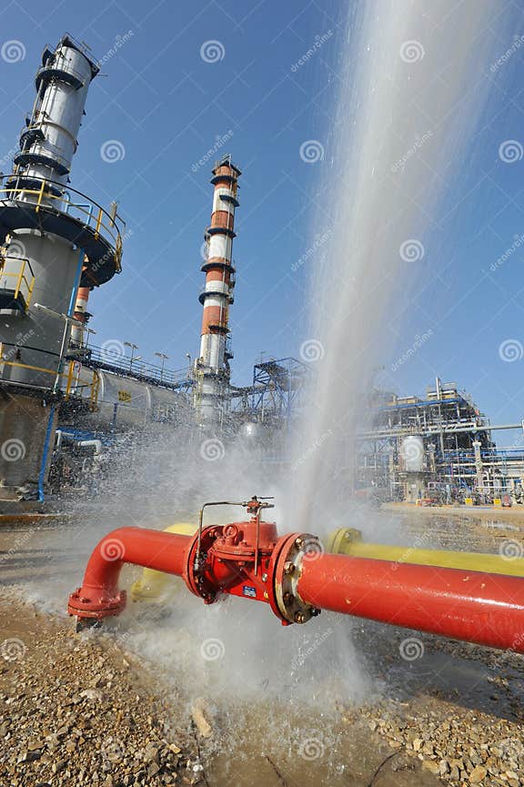 Fire Hose Spray Water on Fire Tap Stock Photo - Image of flames ...