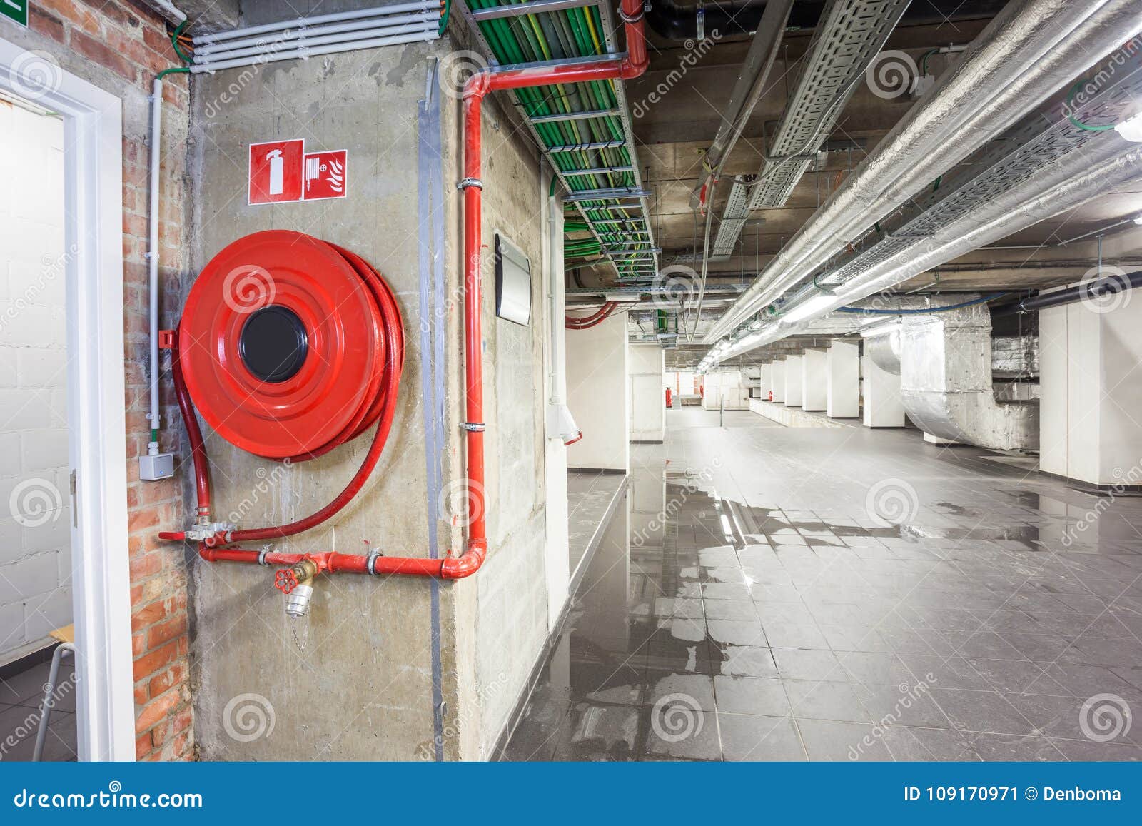 An Fire Hose in an Technical Area Stock Image - Image of pressure, pump ...