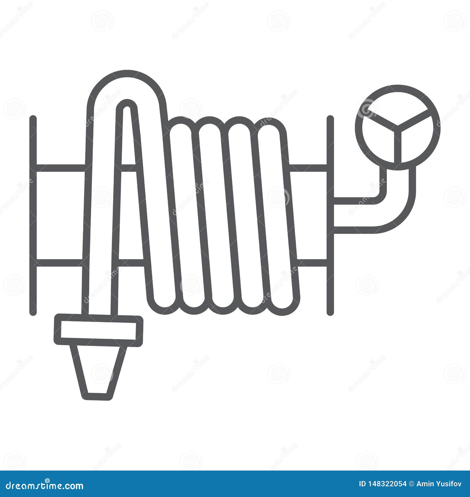 Fire Hose Thin Line Icon, Equipment and Water, Hose Reel Sign, Vector ...