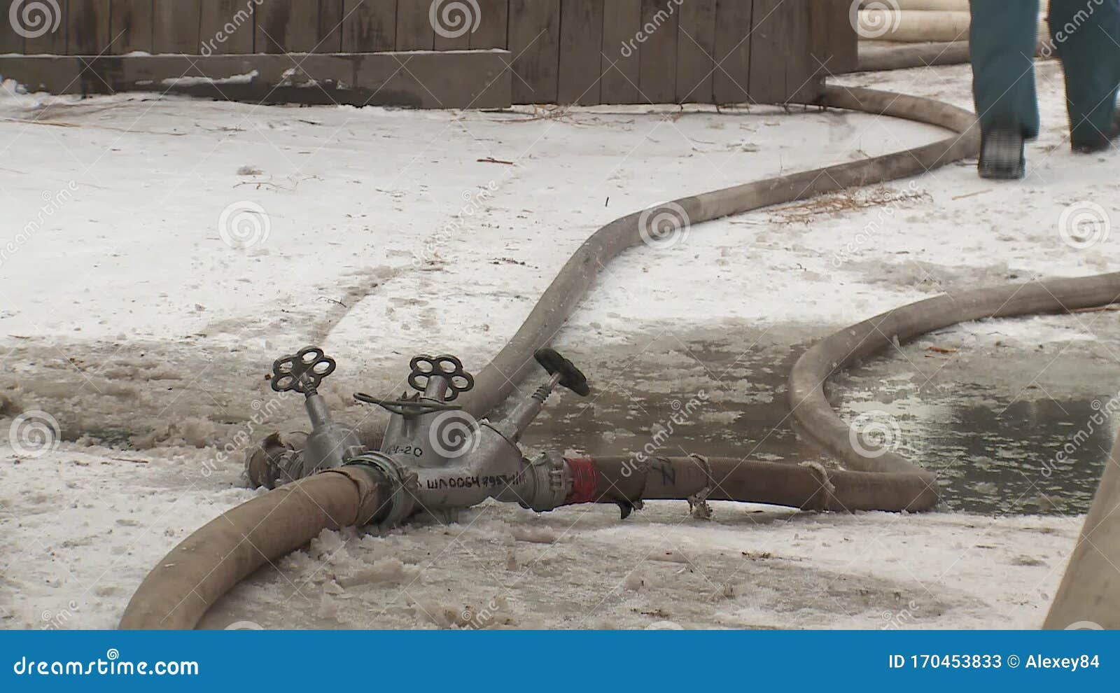 Fire hoses and faucets stock video. Video of engine - 170453833