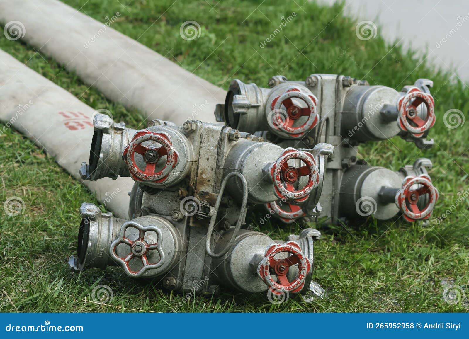 Fire Hoses with Faucets in Nature Stock Photo - Image of hosepipe ...