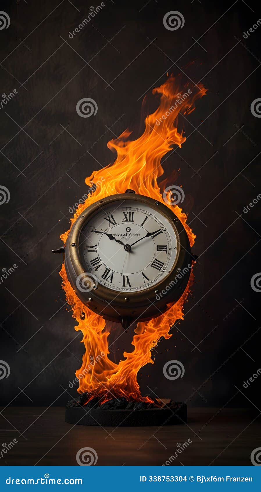 Fire Hot Round Burning Clock Burn Flames with Corners Stock ...
