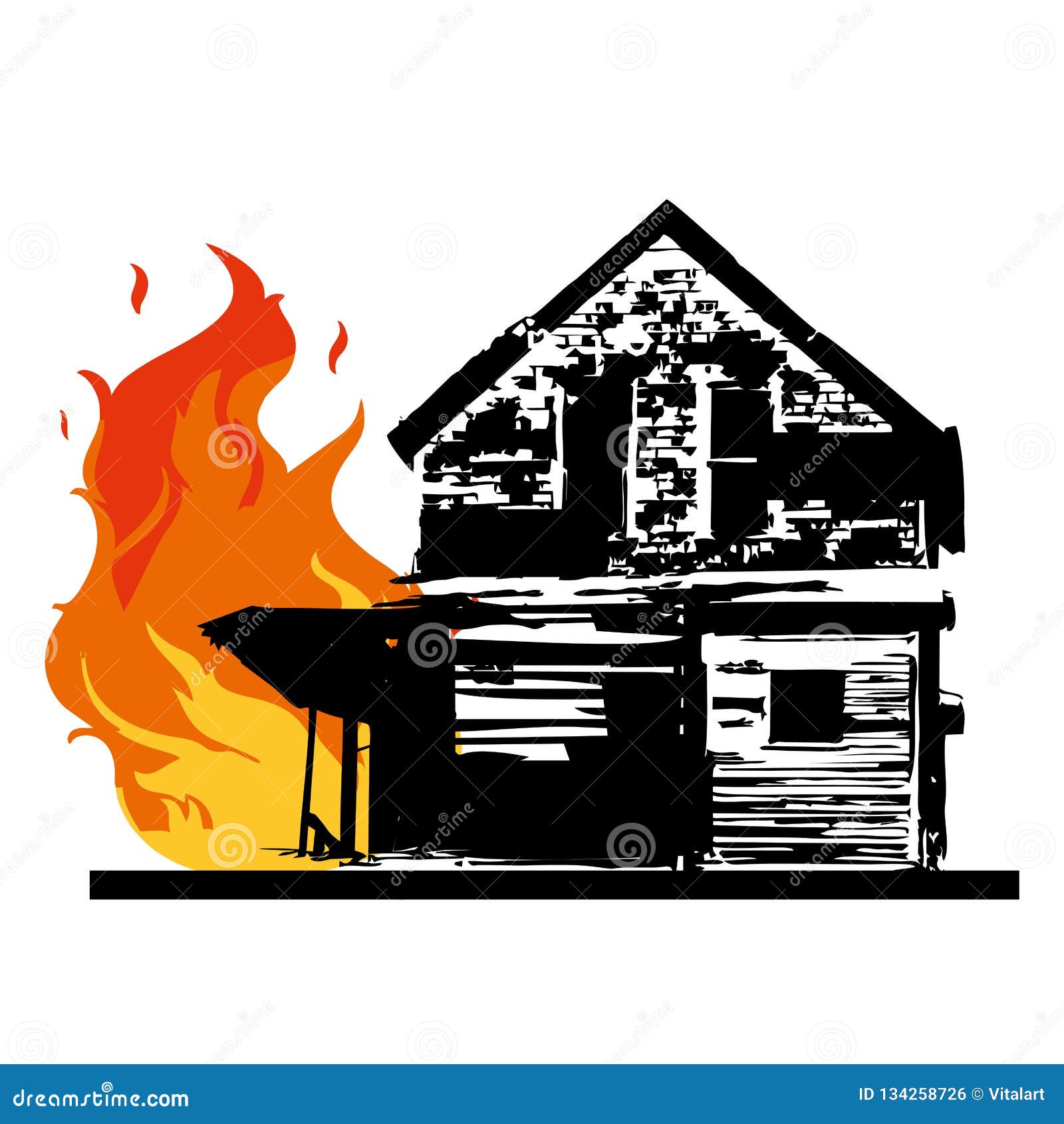 Fire house stock vector. Illustration of danger, flame - 134258726
