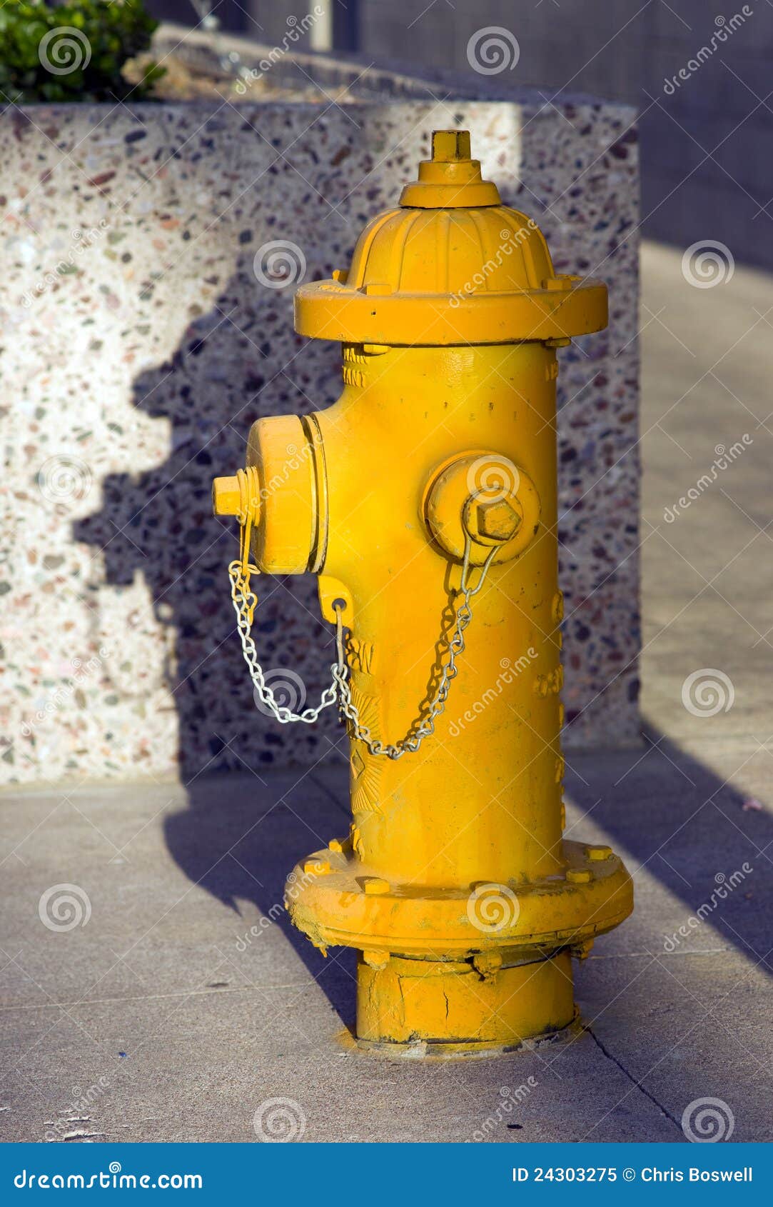 Yellow Fire Hydrant Stands on Concrete Downtown Stock Image - Image of ...