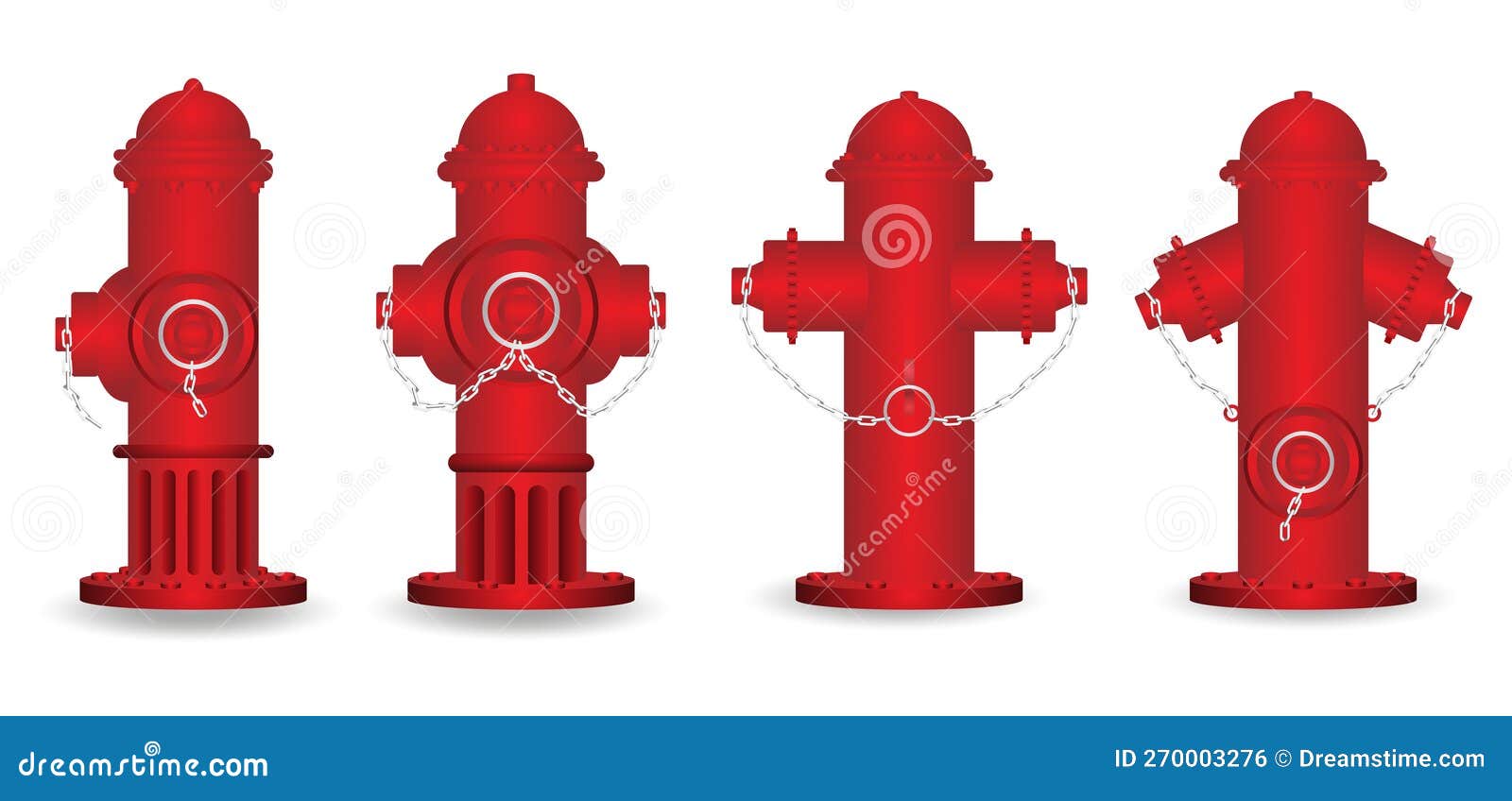 Illustration of Fire Hydrant Set with Red Pipes Isolated Stock ...