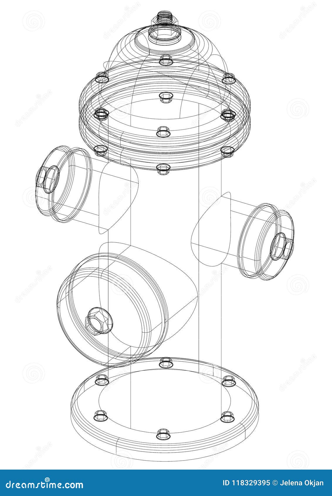 Fire Hydrant Architect Blueprint - Isolated Stock Illustration ...