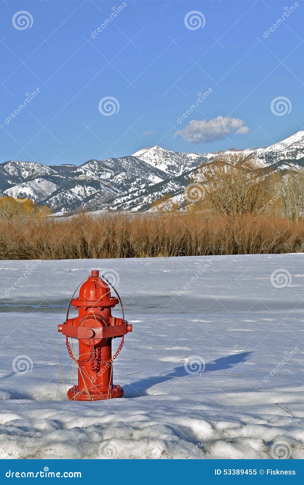 Fire Hydrant at Base of Mountain Stock Image - Image of winter, fire ...