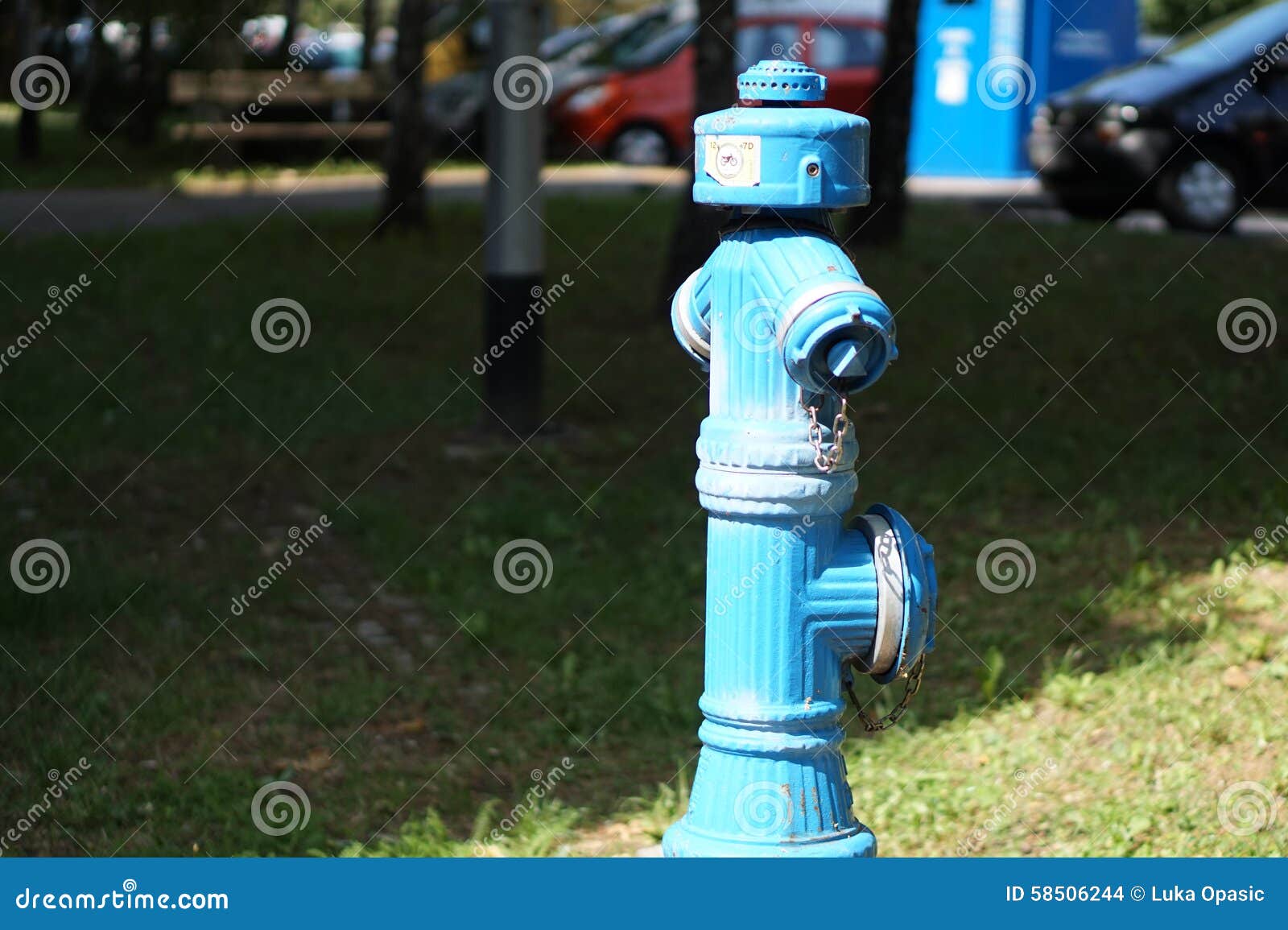 Fire hydrant stock photo. Image of grass, fire, blue - 58506244