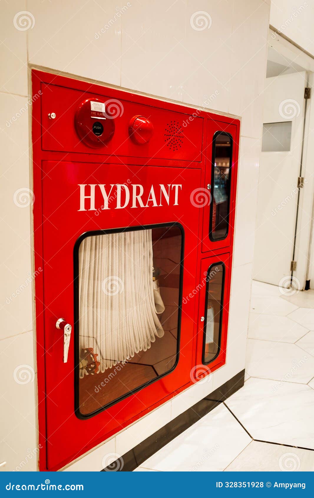 Red Fire Hydrant Box for Safety and Emergency in a Public Building ...