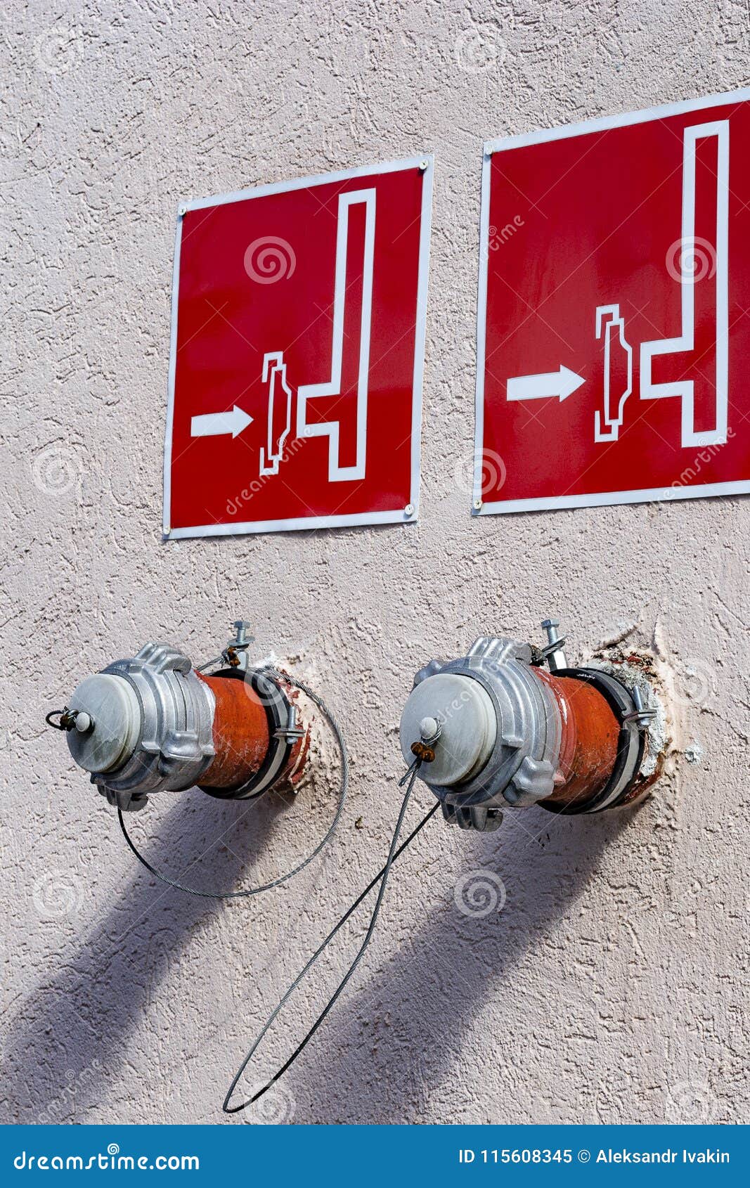 Fire Hydrant,fire Department Connection, Two Standpips On Cement ...