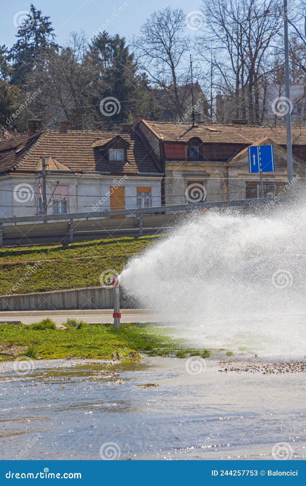 Fire Hydrant Floods stock image. Image of europe, problem - 244257753