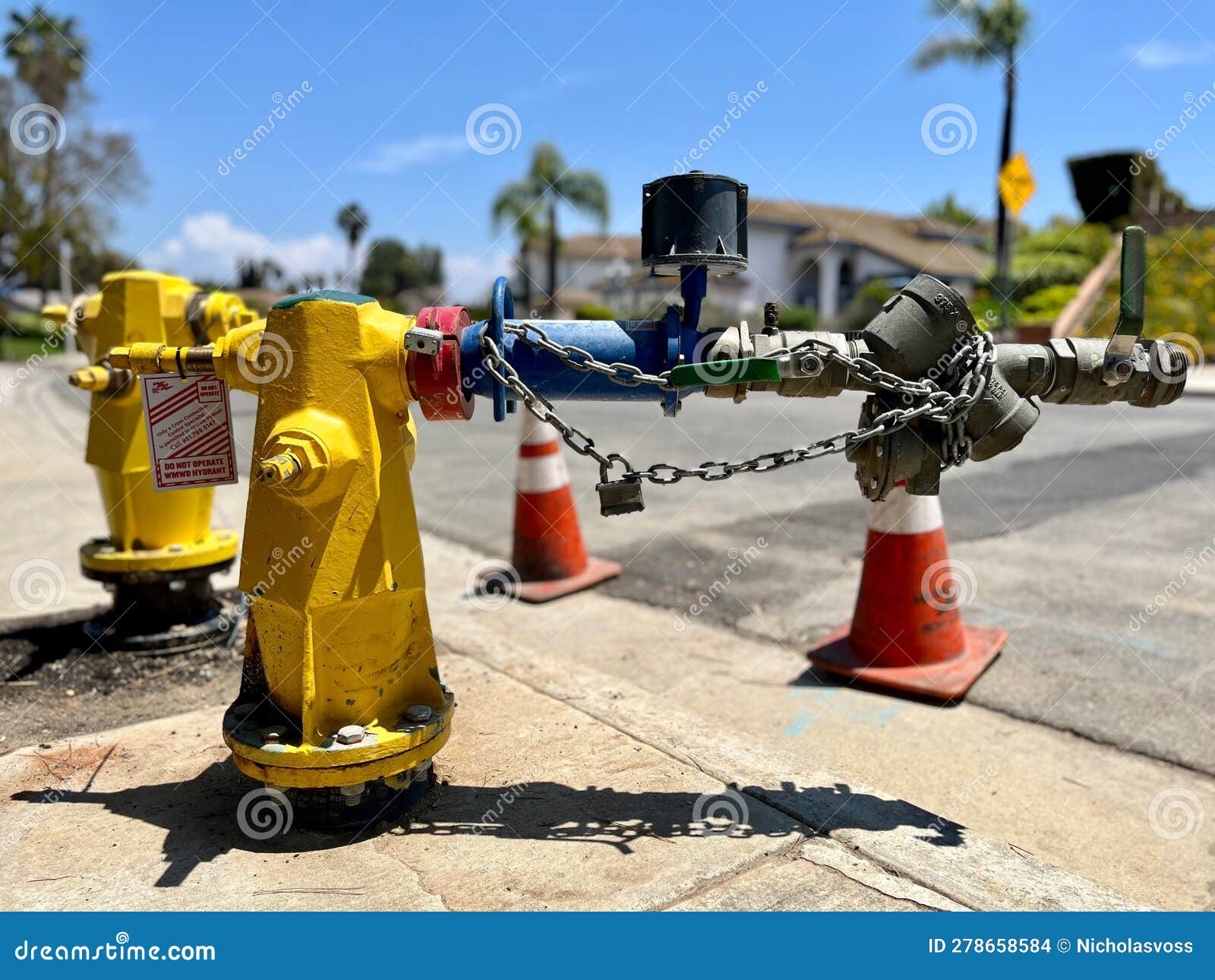 Fire Hydrant Flow Meter and Back Flow Preventer. Stock Photo - Image of ...