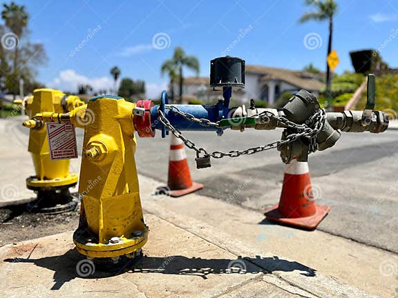 Fire Hydrant Flow Meter and Back Flow Preventer. Stock Photo - Image of faded, water: 278658584