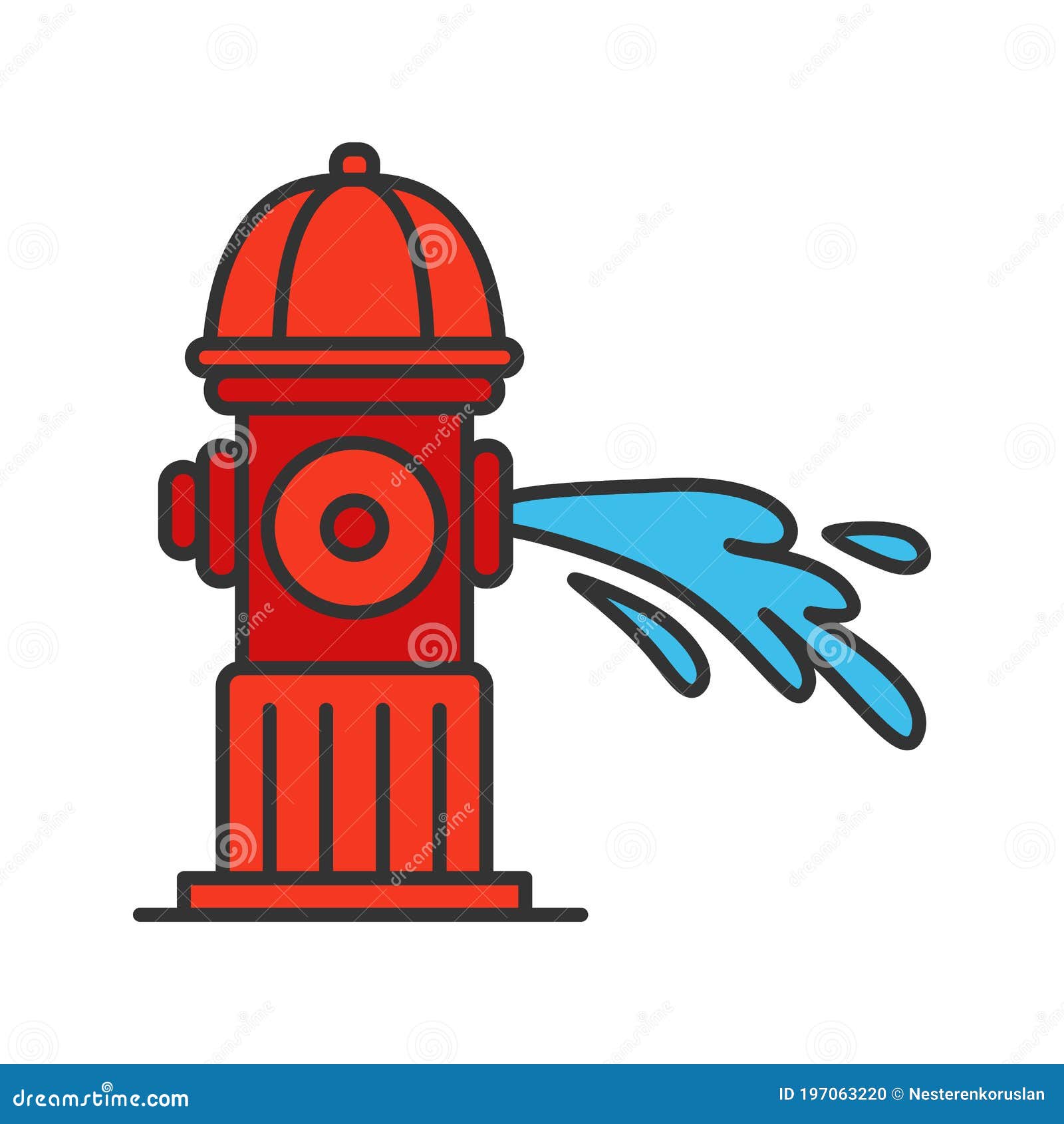 Fire Hydrant Gushing Water Color Icon Stock Vector - Illustration of ...