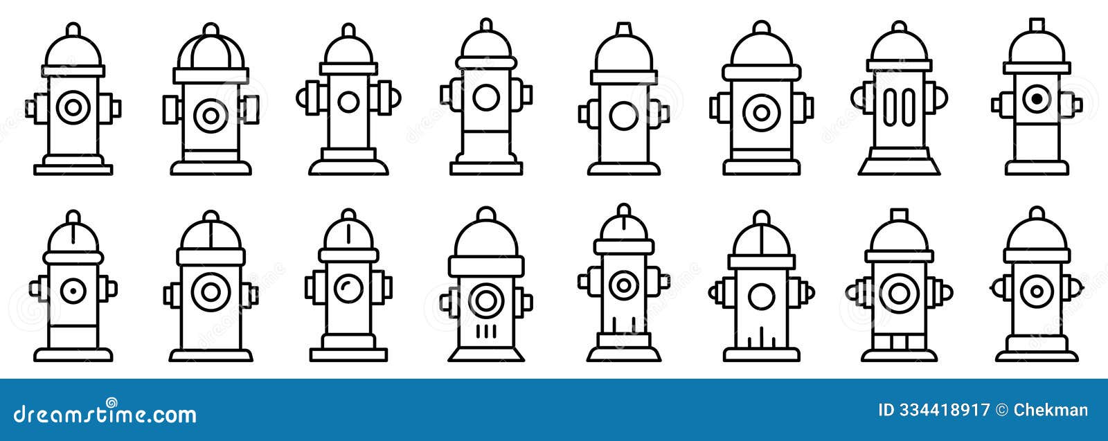 Fire Hydrant Icon. Set of Fire Hydrant Icons Isolated on White ...