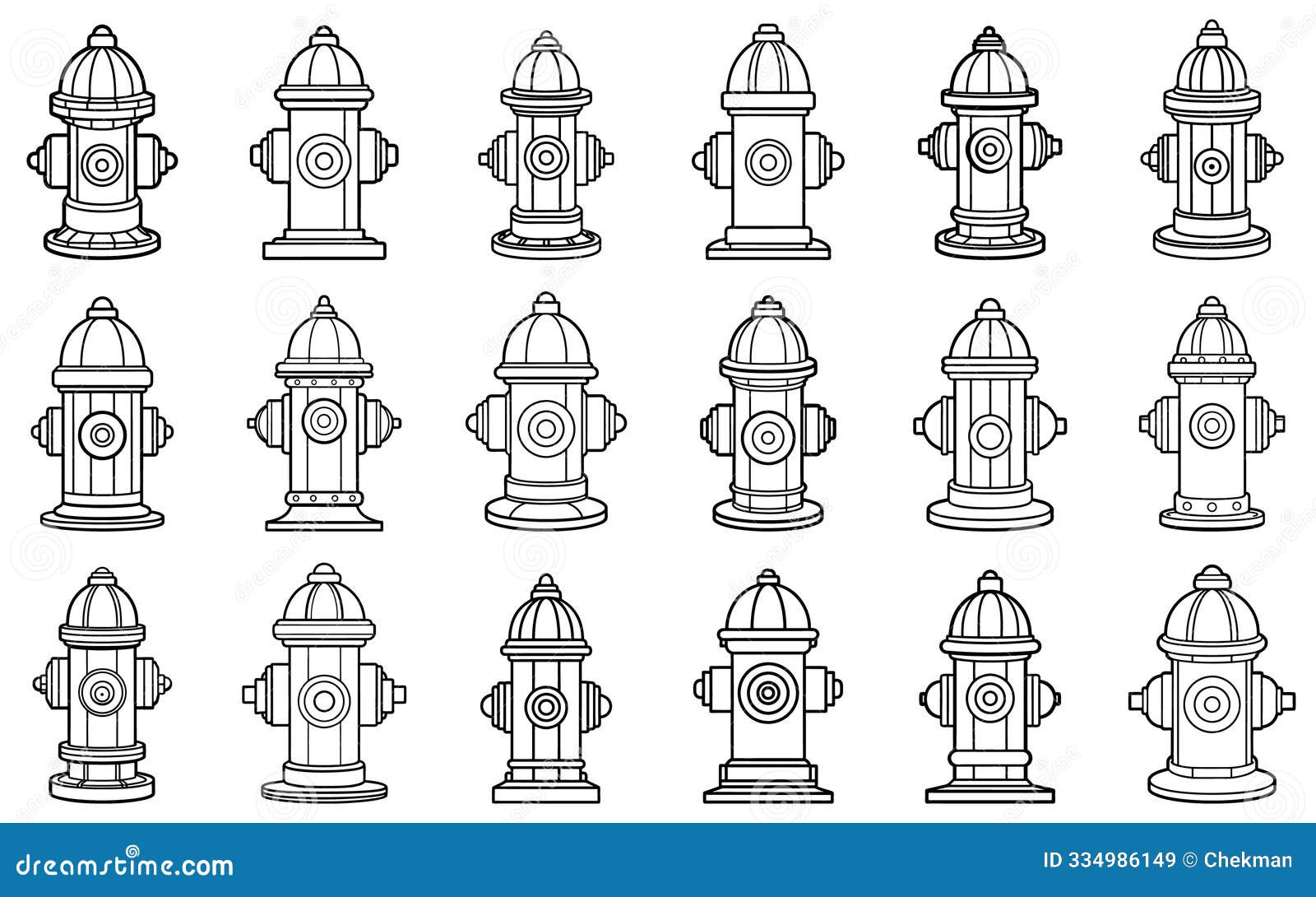Fire Hydrant Icon. Set of Fire Hydrant Icons Isolated on White ...
