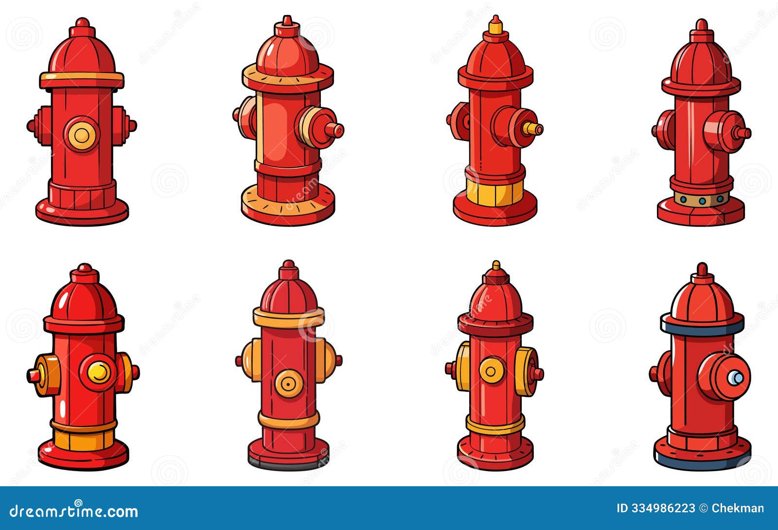 Fire Hydrant Icon. Set of Red Fire Hydrant Icons Isolated on White ...