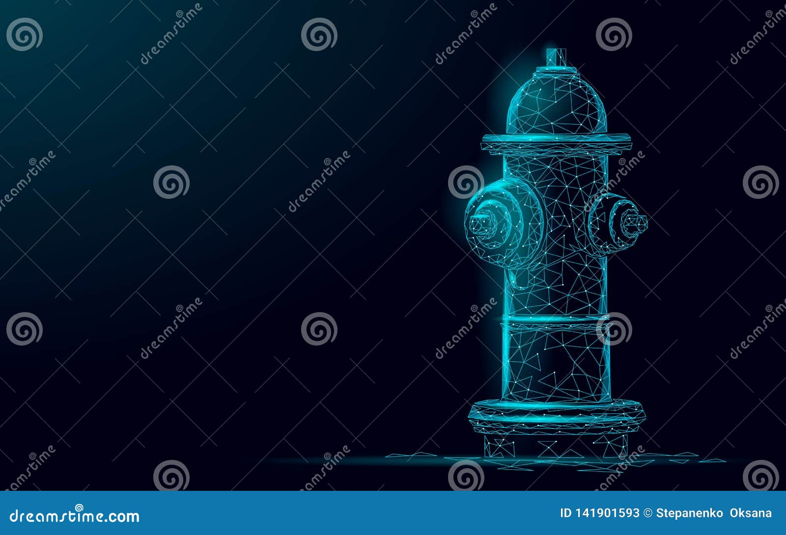 Fire Hydrant Low Poly Rescue Technology Concept. Polygonal Blue ...