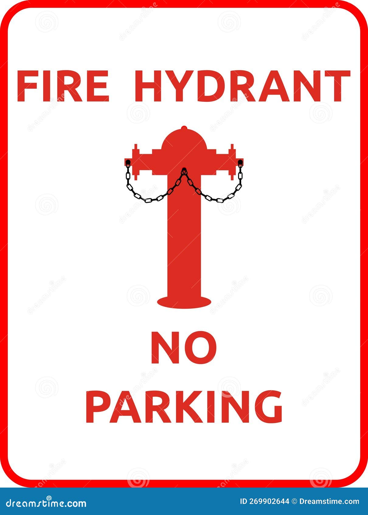 Fire Hydrant No Parking Sign, Vector Isolated on White Background Stock ...