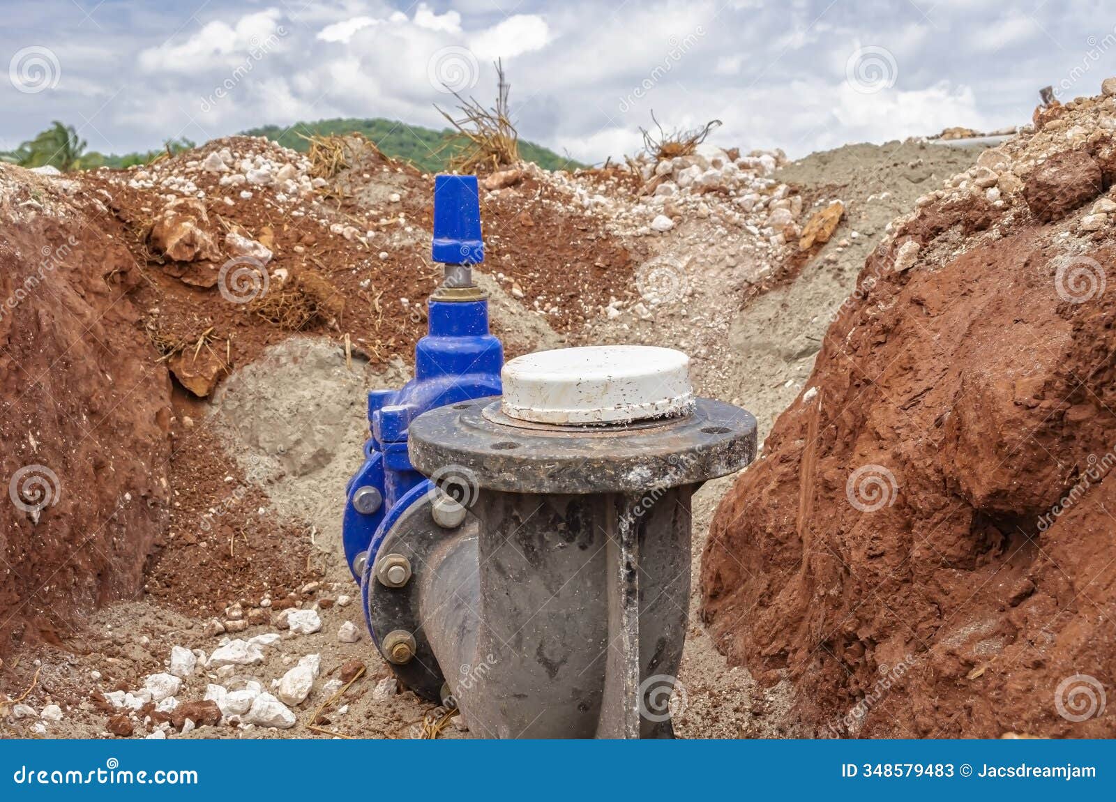 Fire Hydrant Outlet Covered with White Dust Cap Stock Image - Image of ...