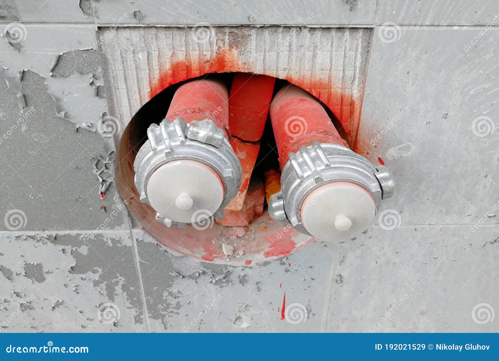 Fire Hydrant Pipes. a Hole in the Wall. Two Grand. View from the Front ...