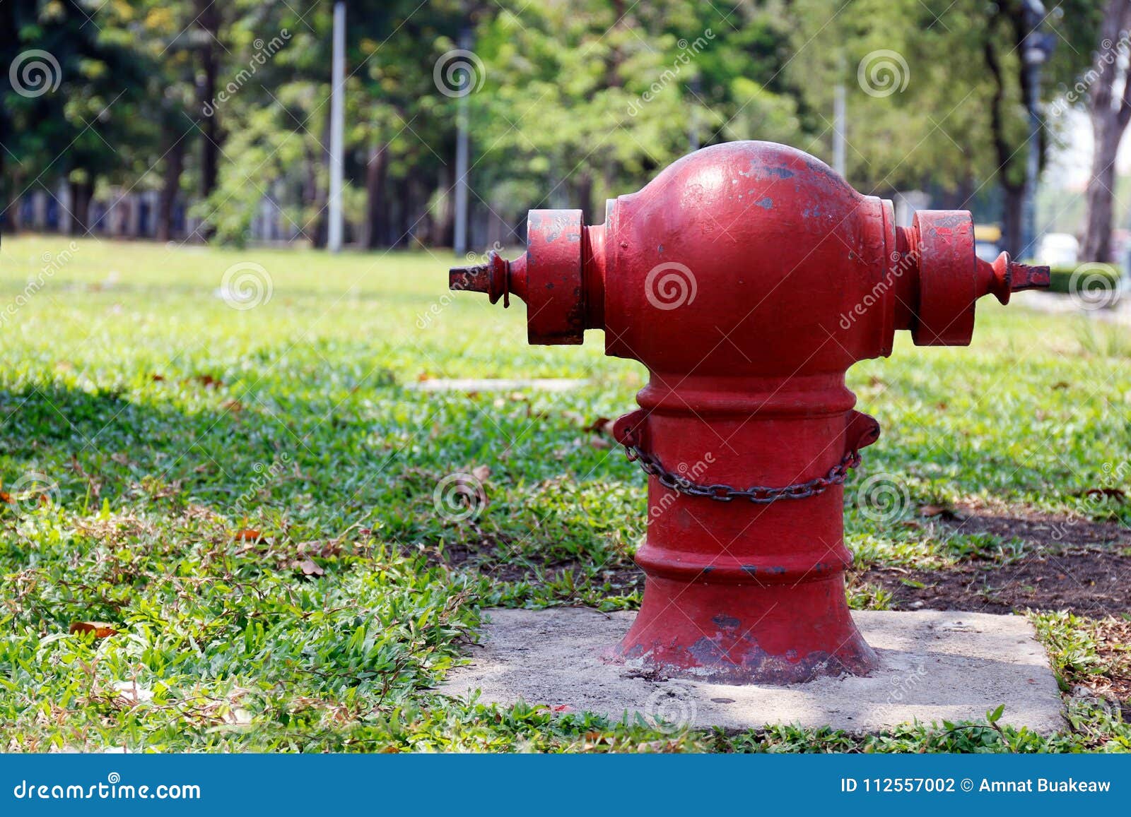 Fire Hydrant Red Color of Thai on Garden, Sidewalk Stock Photo - Image ...