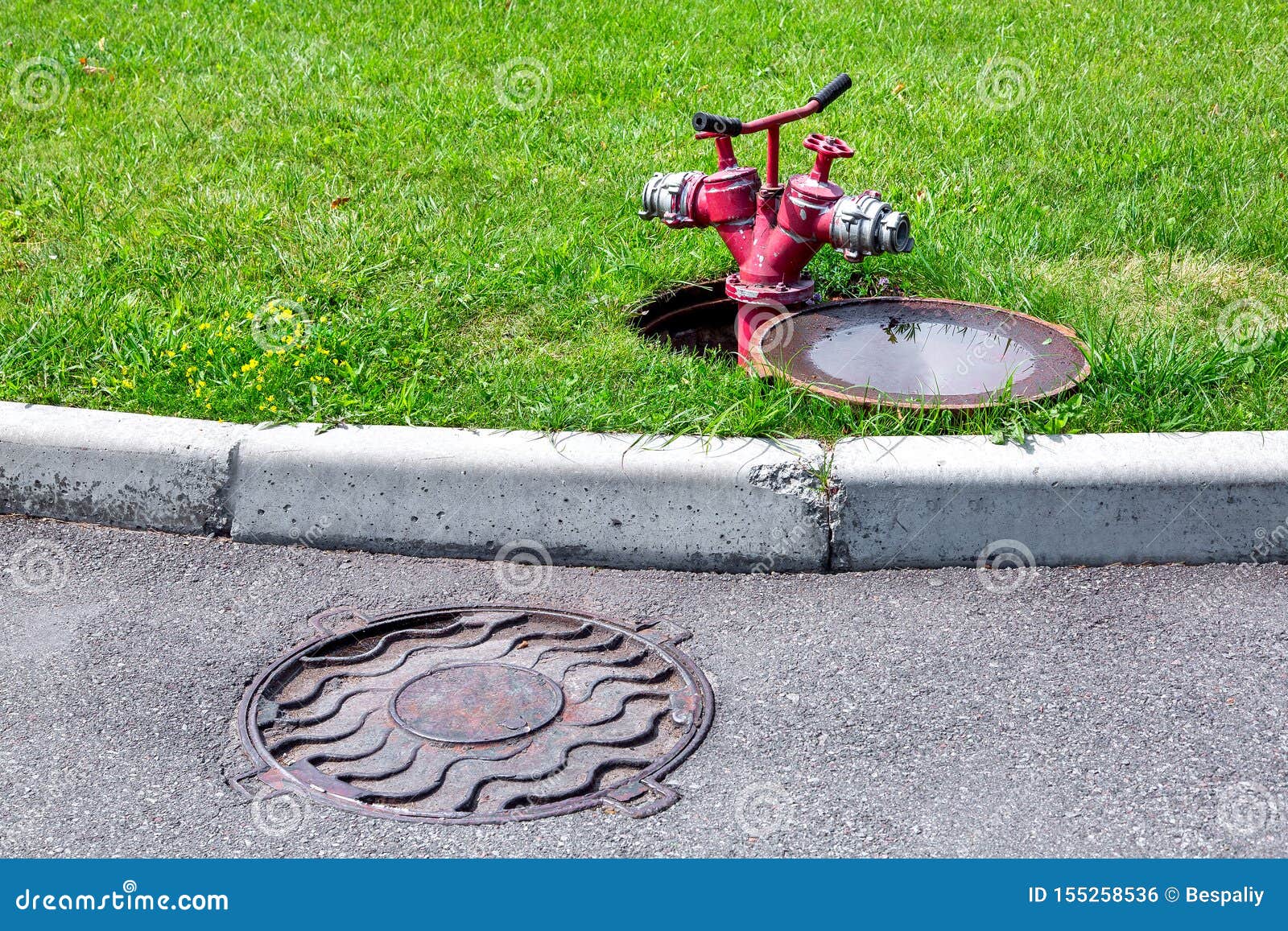 Old Pipe And Gate Valve From Pump At Concrete Wall Royalty-Free Stock ...