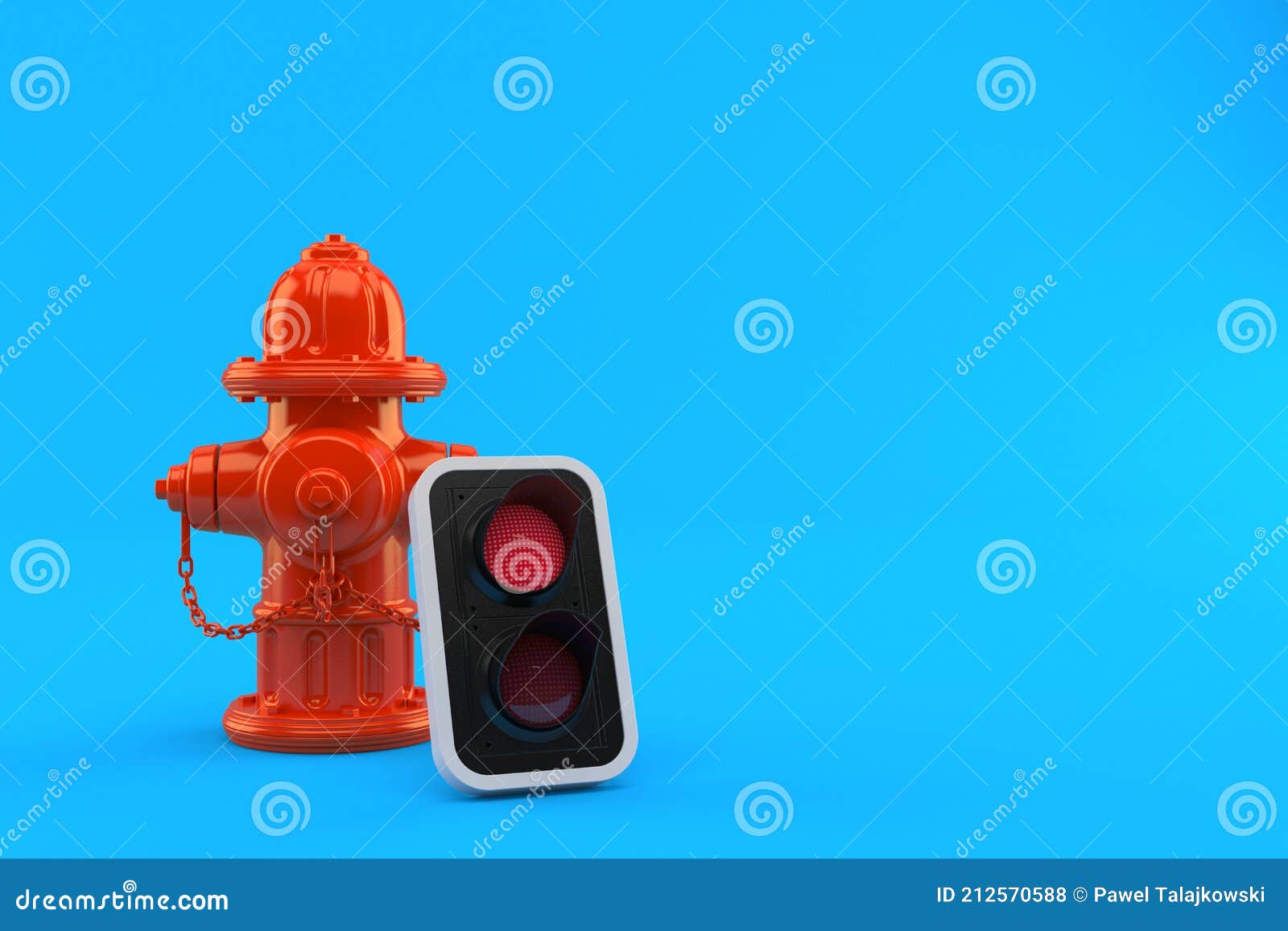 Fire Hydrant with Red Traffic Light Stock Illustration - Illustration ...