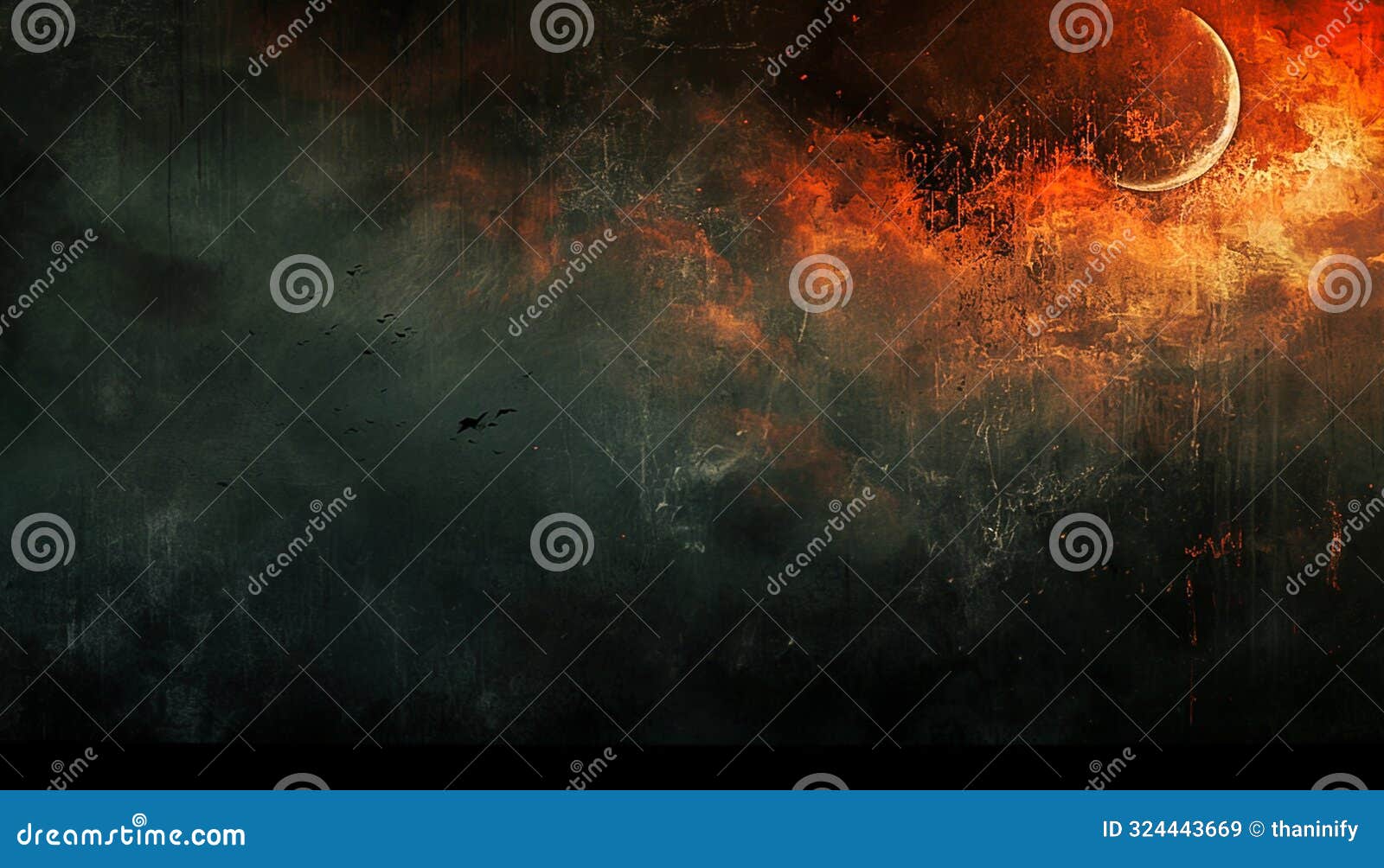 A Dark Sky with a Crescent and a Red Moon in the Middle Stock ...