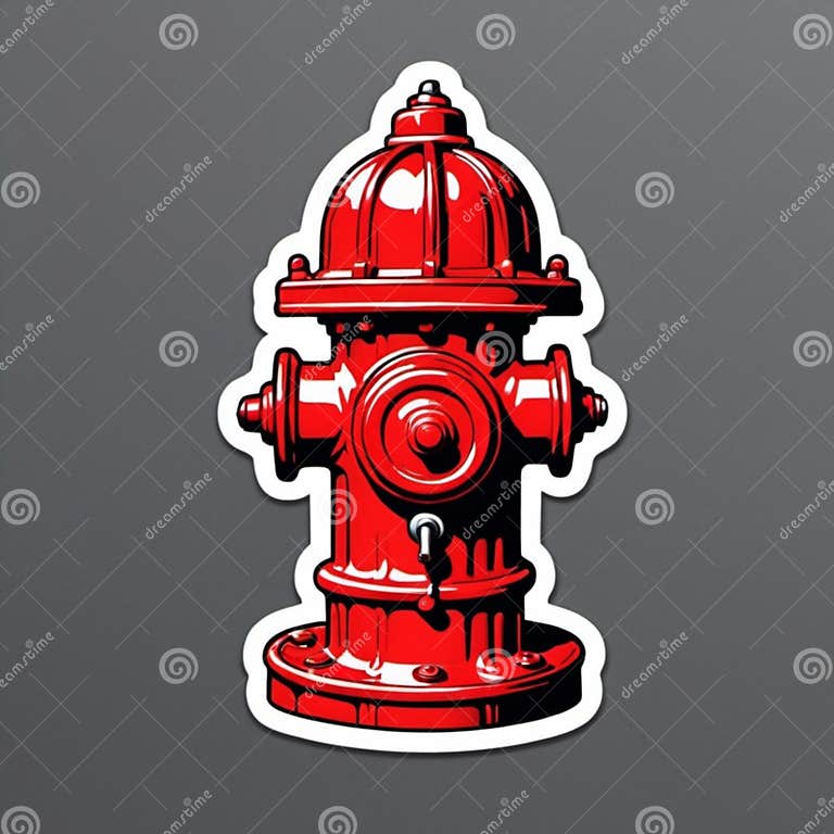 Fire Hydrant Sticker Safety Red Abstract Minimal, AI Generated Image ...
