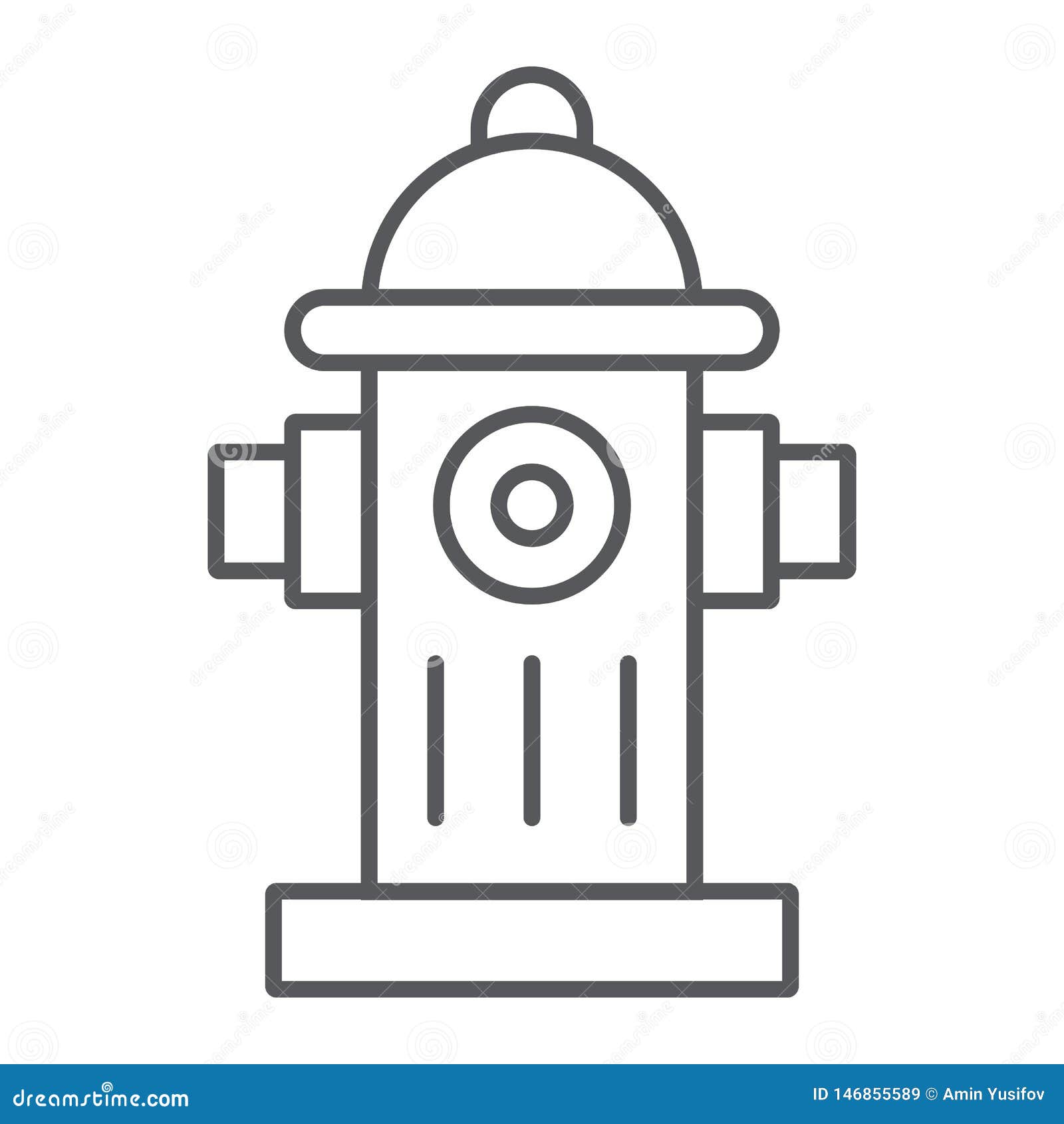 Hydrant Thin Line Icon. Fireplug Or Street Water Pipe Outline Style ...