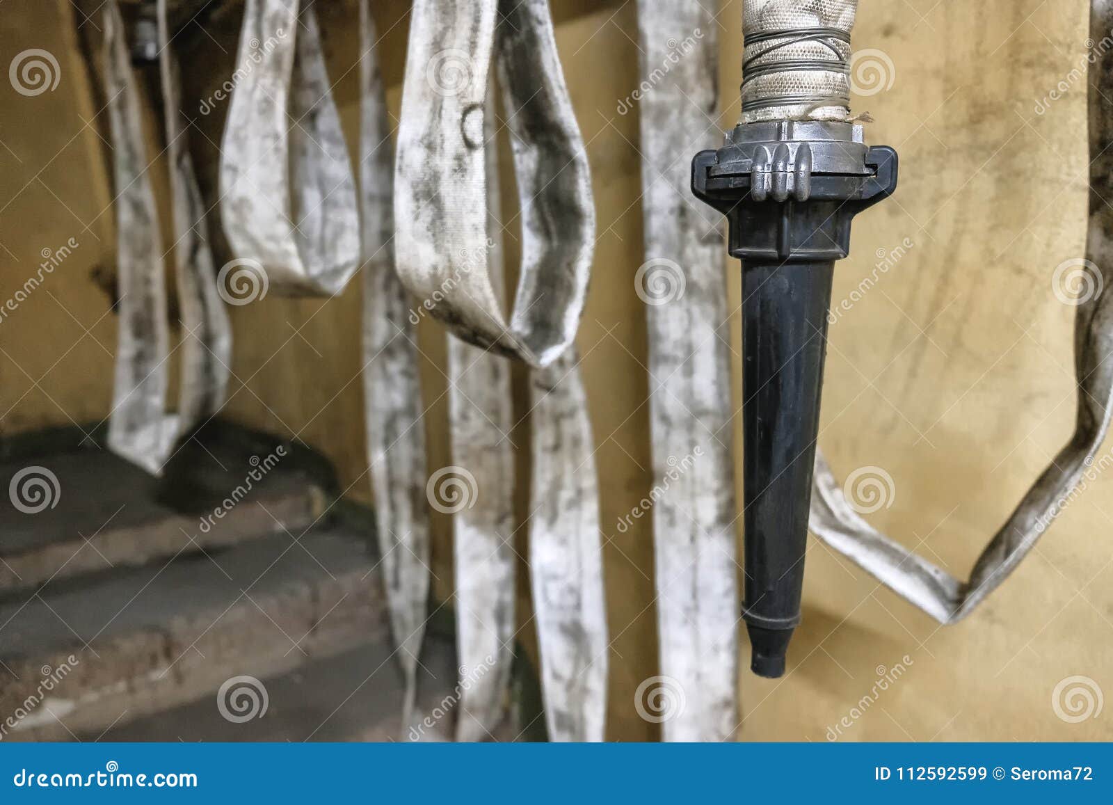 Fire hydrant on the wall stock image. Image of material - 112592599