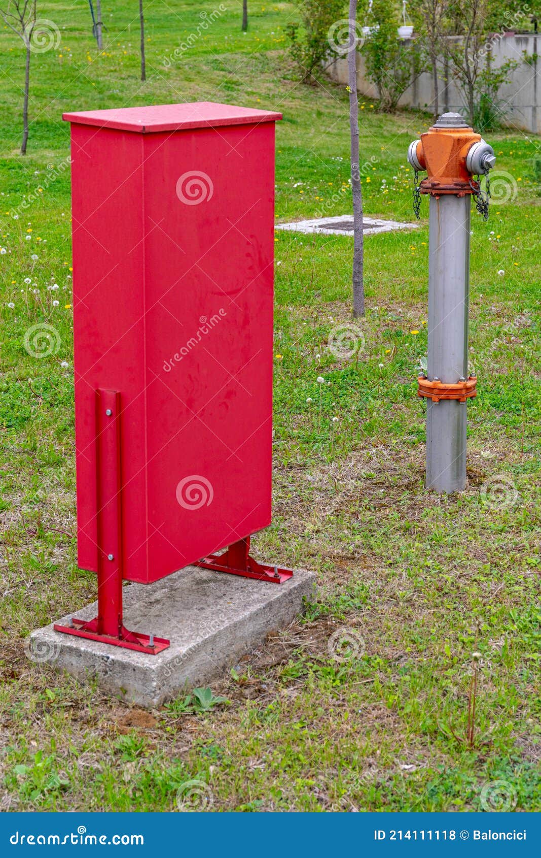 Fire Hydrant Red Box stock photo. Image of structure - 214111118