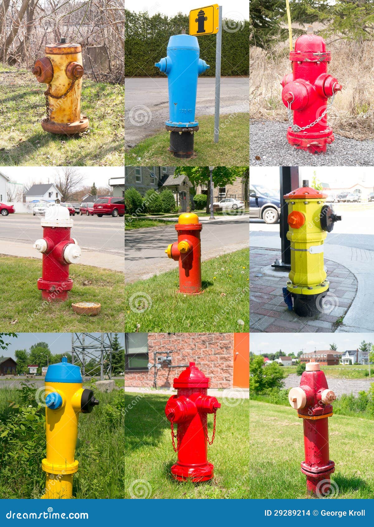Fire Hydrants Collage Montage Collection Stock Photo - Image of ...