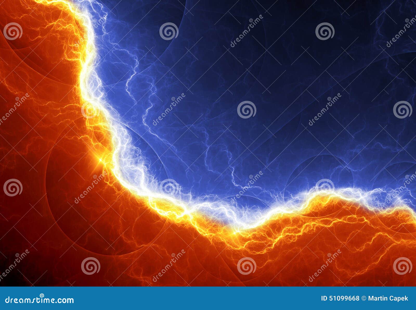 Fire and Ice Abstract Fractal Lightning Stock Illustration ...