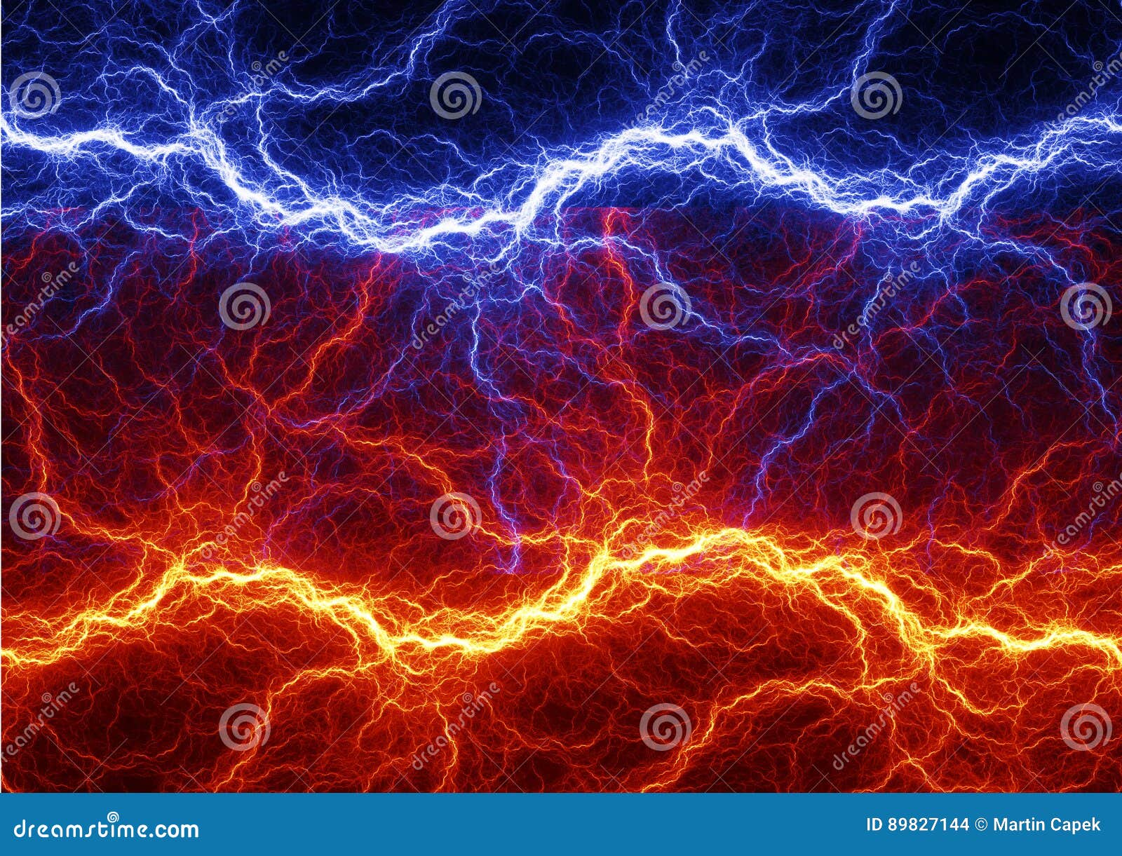 Fire and ice lightning stock illustration. Illustration of color - 89827144