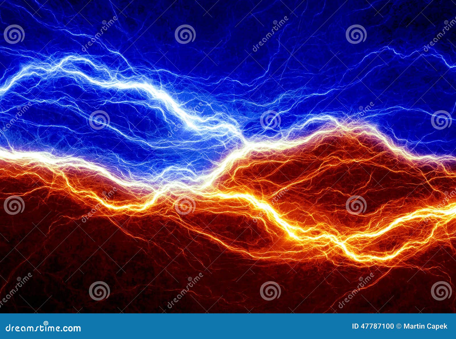 Fire and Ice Abstract Lightning Stock Illustration - Illustration of ...