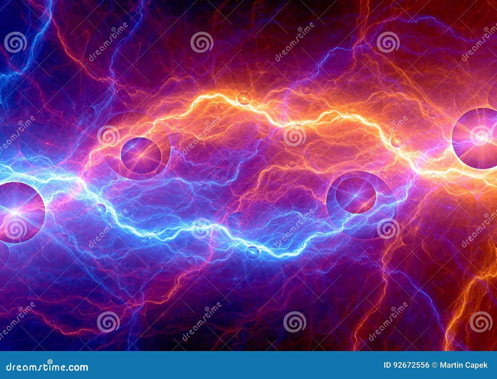 Fire and Ice Abstract Lightning Stock Illustration - Illustration of ...