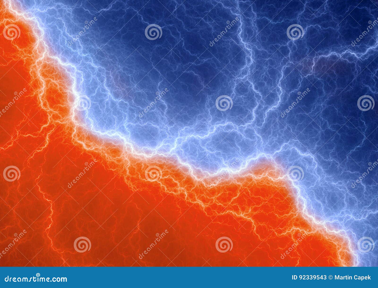 Fire and Ice Abstract Lightning Stock Illustration - Illustration of ...
