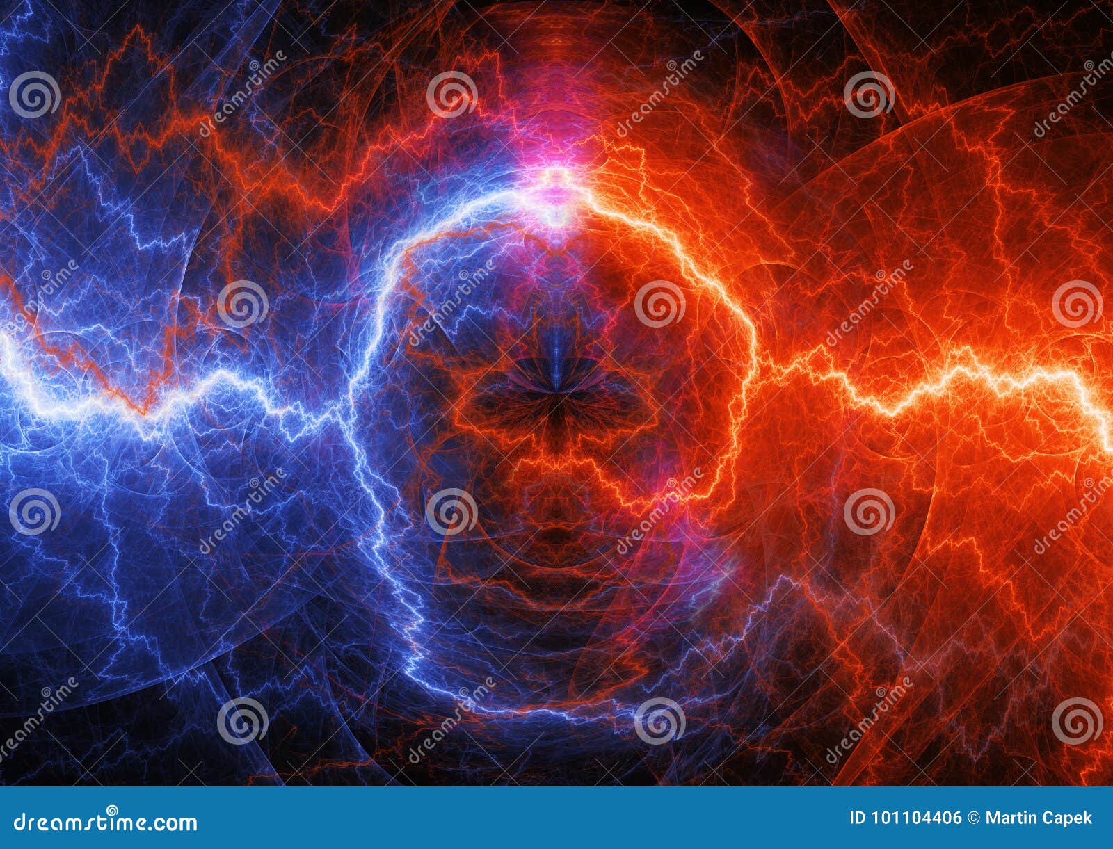 Fire and Ice Abstract Lightning Stock Illustration - Illustration of ...