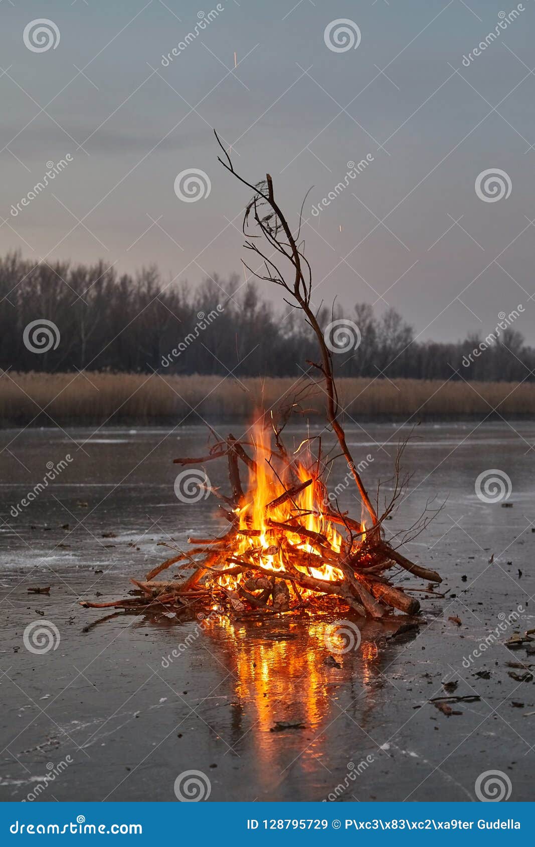 Fire and Ice stock image. Image of dusk, frozen, smoke - 128795729